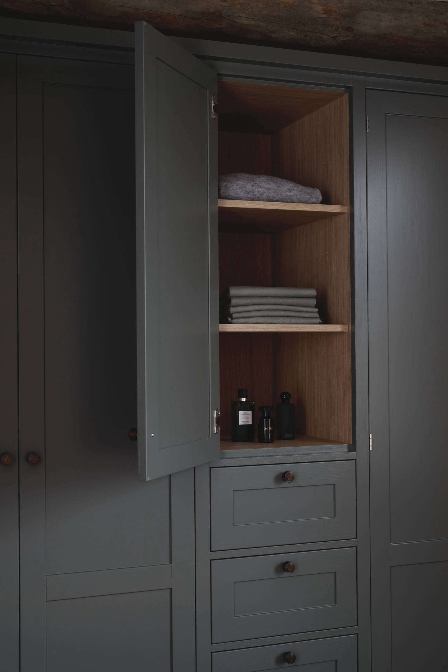 Dream Dressing Room: Built-In Storage, Wood Paneling, and a Double Sink