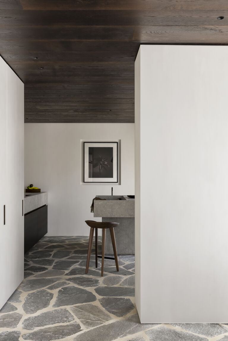 A Modern Minimalist Belgian Kitchen in a Boutique Guesthouse