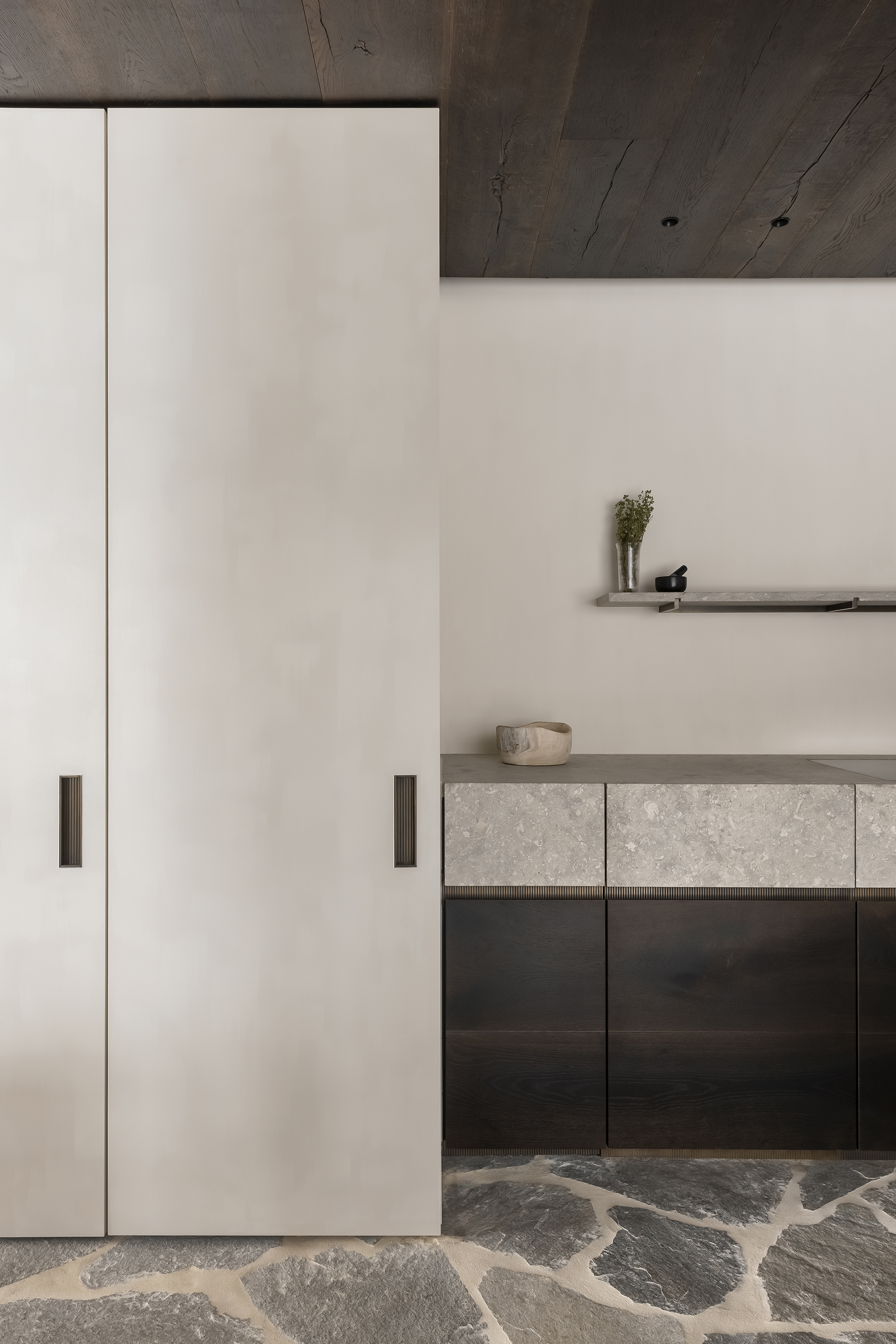 A Modern Minimalist Belgian Kitchen in a Boutique Guesthouse