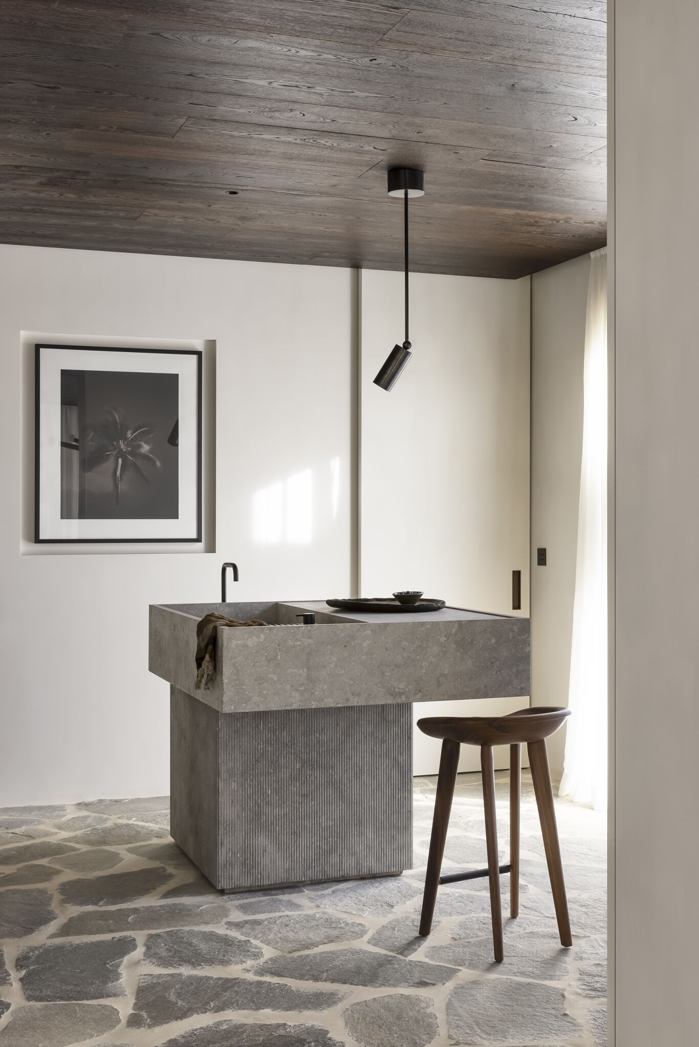 A Modern Minimalist Belgian Kitchen in a Boutique Guesthouse