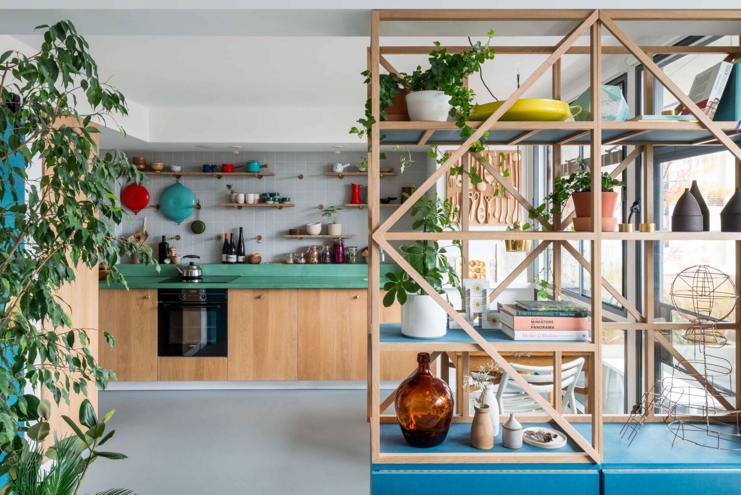 A Brightly Colored, Modern-Cottage Kitchen in a London Highrise