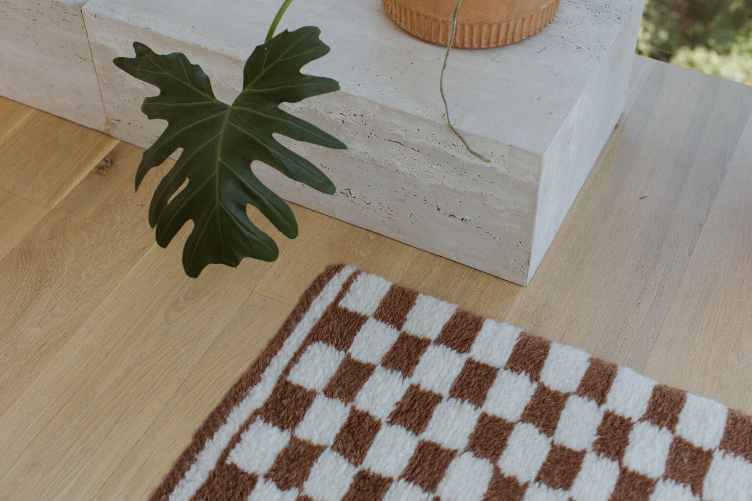 Checkerboard rugs towels and cushions: a Remodelista Trend Alert