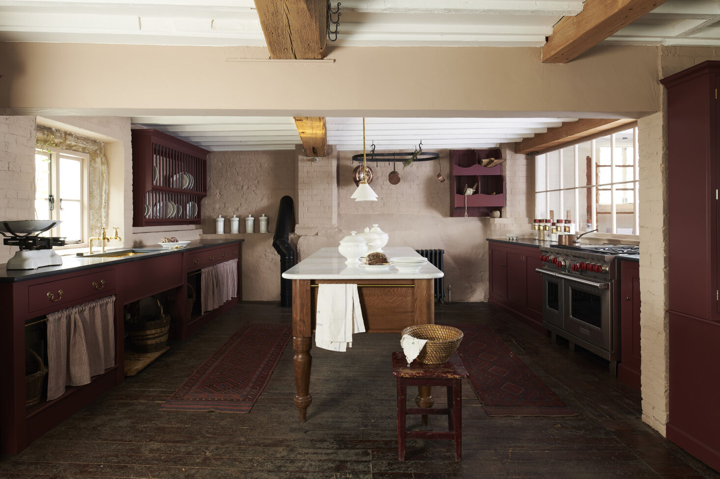Kitchen of the Week: Burgundy Meets Blush in the English Countryside ...