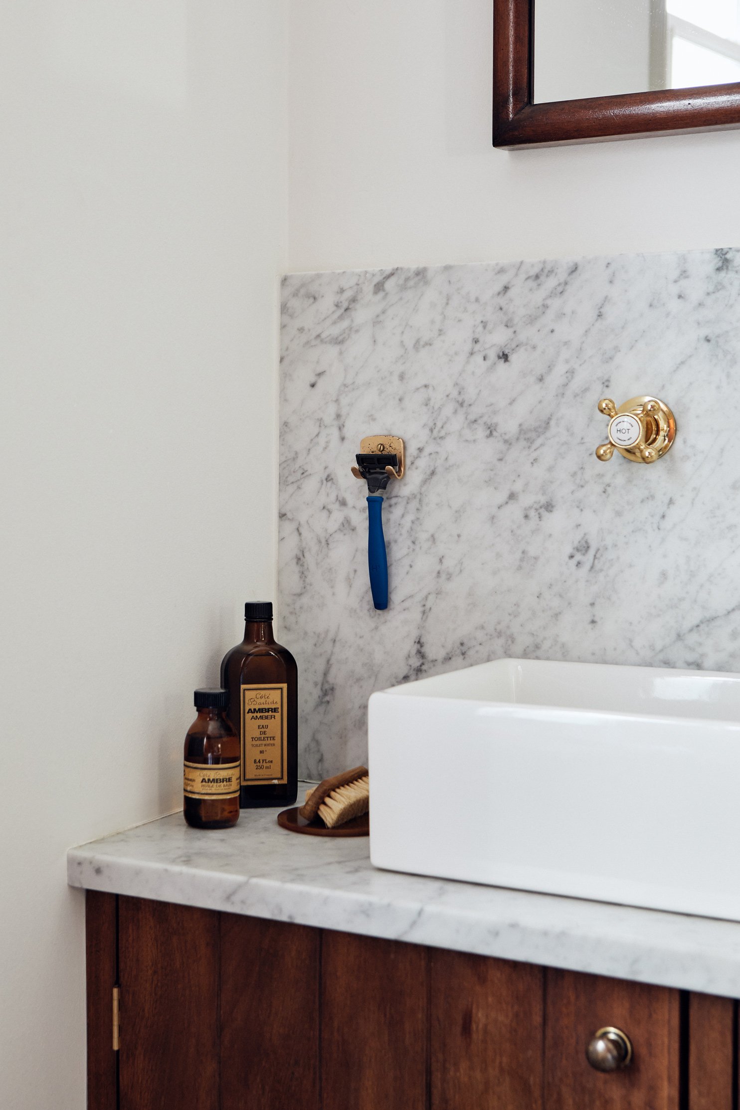 The Brass Tacks: A Handy Razor Holder from Mark Lewis - Remodelista