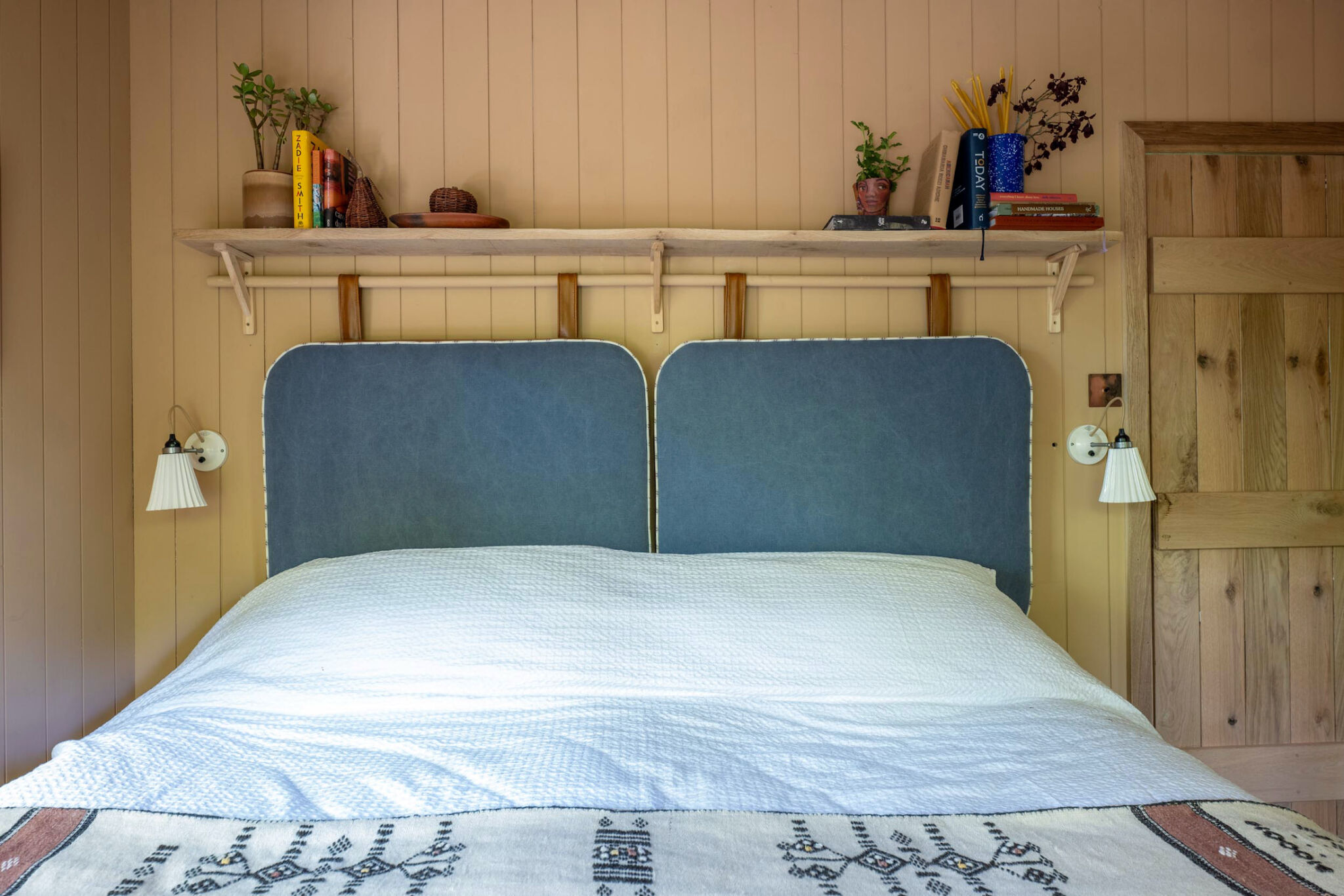 Hanging Upholstered Headboard Convertible for Twin or King-Size Bed
