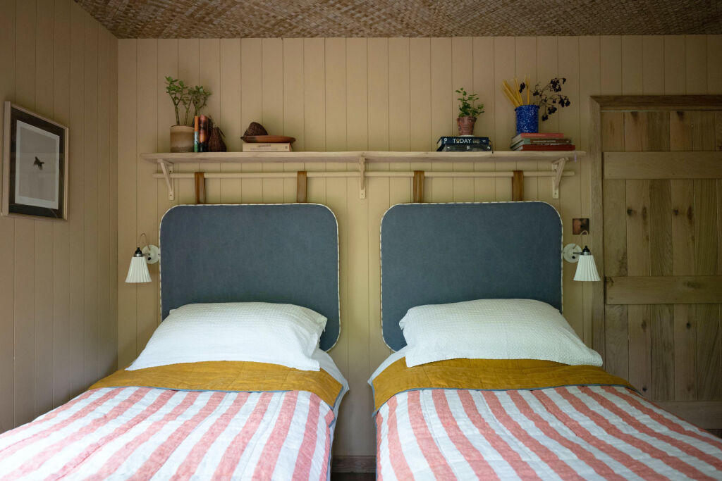 Hanging Upholstered Headboard Convertible for Twin or King-Size Bed