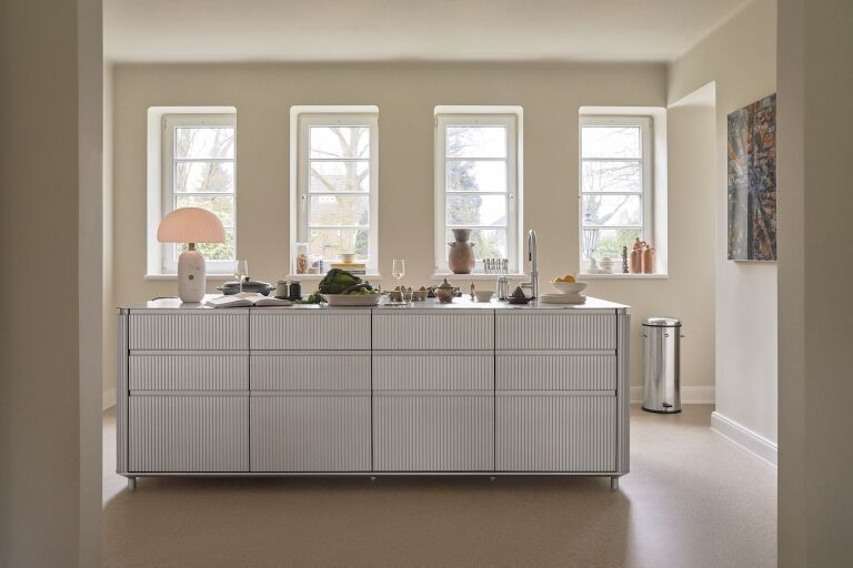 Vipp's V3 Kitchen Island of Anodized Aluminum and Reform's Inga Sempé ...