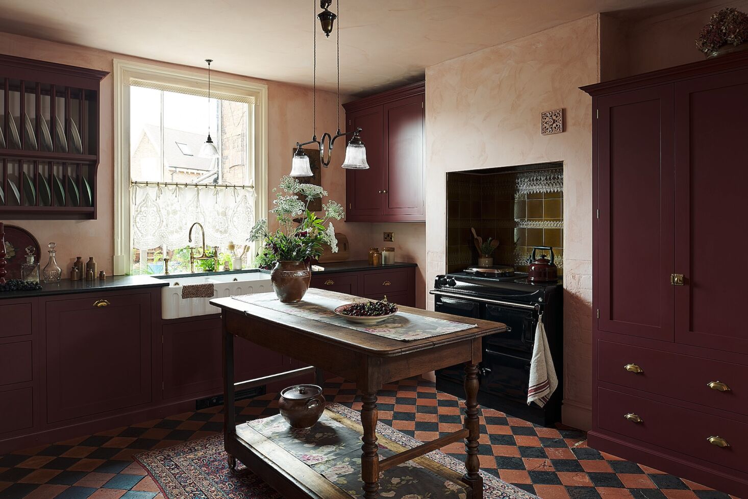 Red, Pink, and Lace in a deVOL Kitchen in the English Countryside