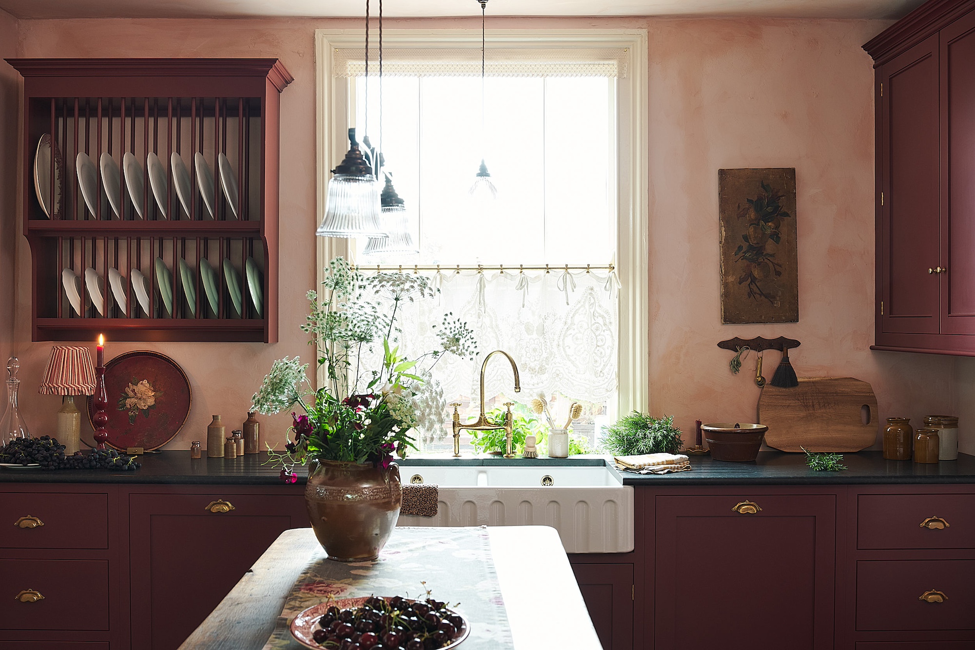 Red, Pink, and Lace in a deVOL Kitchen in the English Countryside